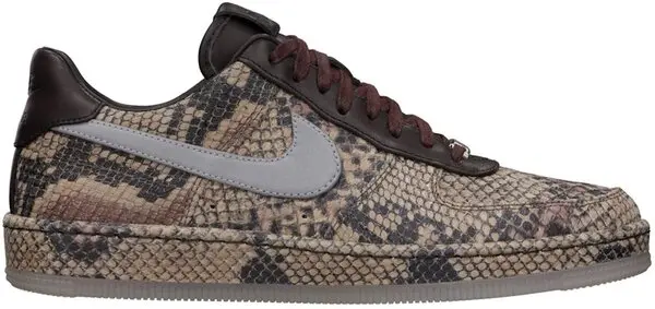 Nike Air Force 1 Low Downtown Python Sneakers - Khaki/metallic Silverone-colorvelvet Brown