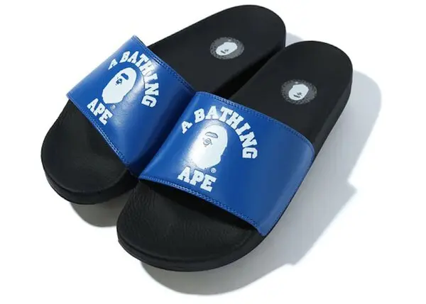 A BATHING APE College Slide Sandals - Blue/black