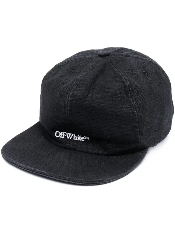 Off-White Bookish Logo Embroidered Baseball Cap - Black/white
