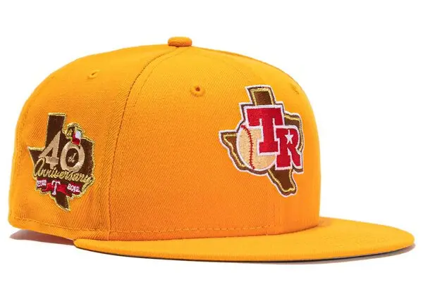New Era Texas Rangers 40th Anniversary Patch Hat Club Exclusive 59fifty Fitted Cap - Gold/brown