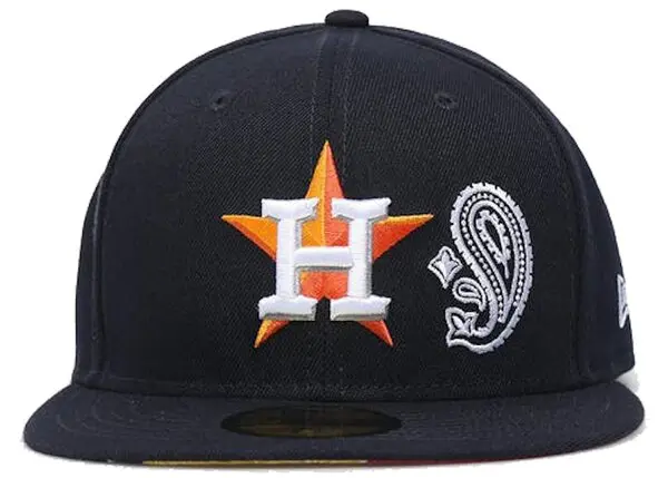 New Era Houston Astros Patchwork Paisley Undervisor 59fifty Fitted Cap - Navy Blue
