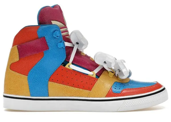 Adidas Js Bones Jeremy Scott High-top Sneakers - Faded Gold Star/solar Blue/bahia Magenta
