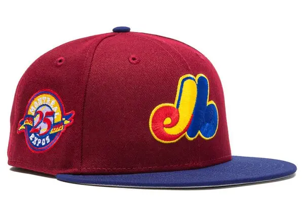 New Era Montreal Expos 25th Anniversary Patch 59fifty Fitted Hat - Cardinal/royal