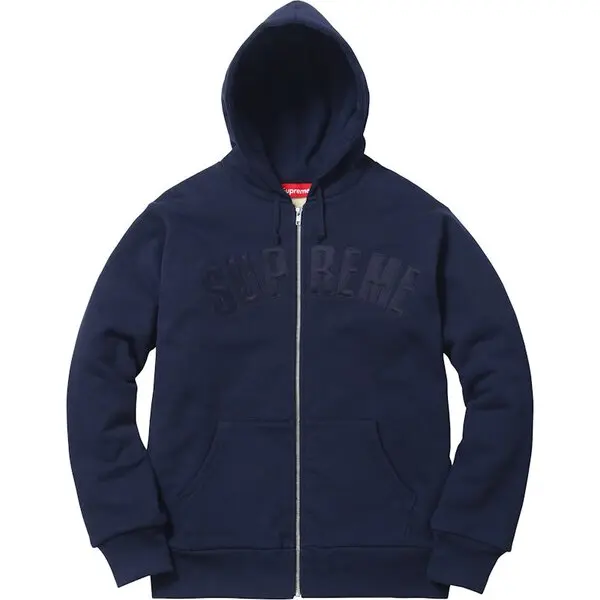 Supreme Arc Logo Thermal Zip Up Sweatshirt - Navy Blue