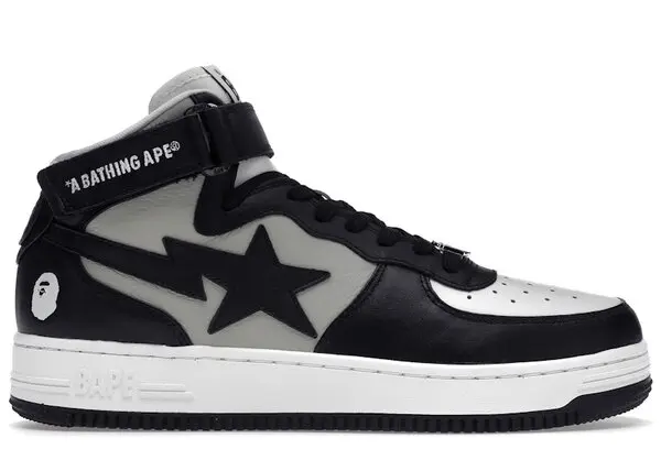 BAPE A Bathing Ape Sta Mid Sneakers - Black/grey/white
