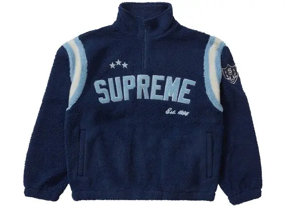 Supreme Arc Half Zip Fleece Pullover - Navy Blue