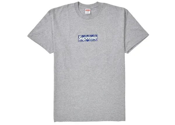 Supreme Bandana Box Logo Tee Shirt - Heather Grey