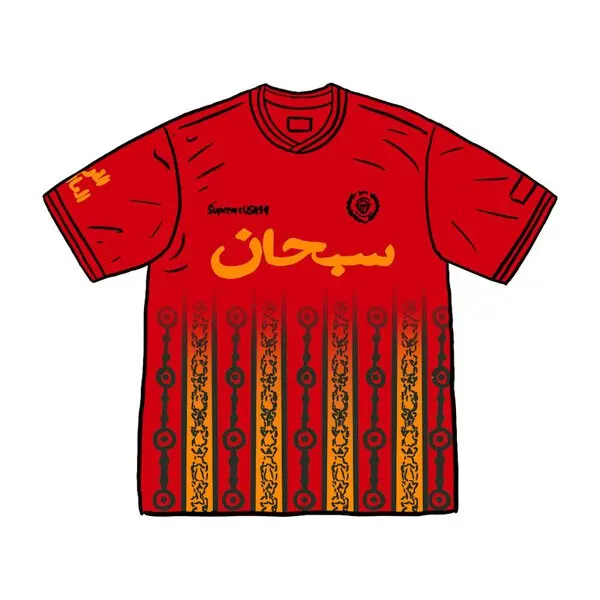 トップス SUPREME ARABIC LOGO SOCCER SIZE L Supreme Arabic Logo Soccer Jersey - Red, Size Medium