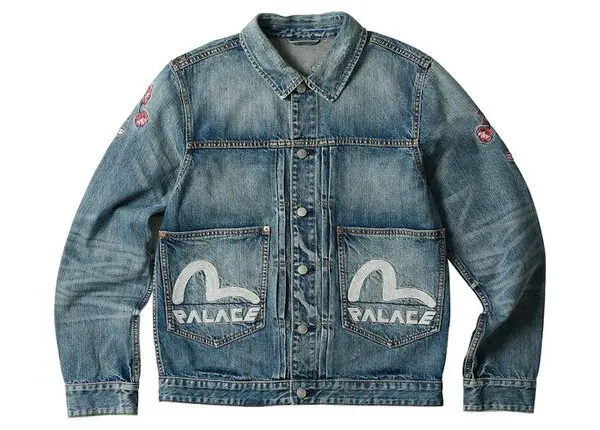PALACE X Evisu Type One Denim Jacket - Stone Wash
