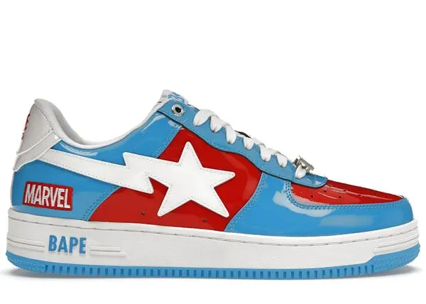 A BATHING APE Sta Marvel Comics Captain America Sneakers - Blue/red