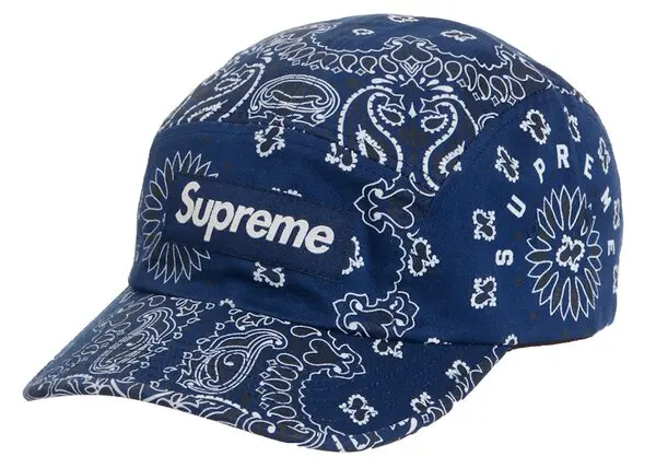 Supreme Bandana Camp Cap - Navy Blue