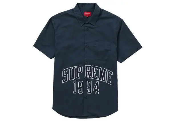 トップス Supreme Arc Logo S/S Work Shirt Navy XL Supreme Arc Logo S/S Work Shirt - Navy | Editorialist