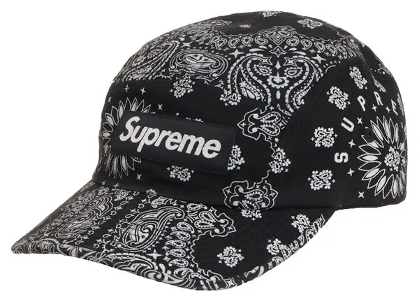 Supreme Bandana Camp Cap - Black