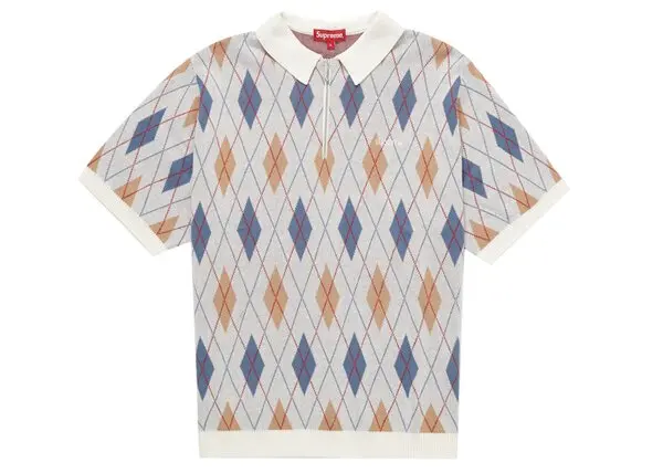 Supreme Argyle Zip Polo Shirt - White