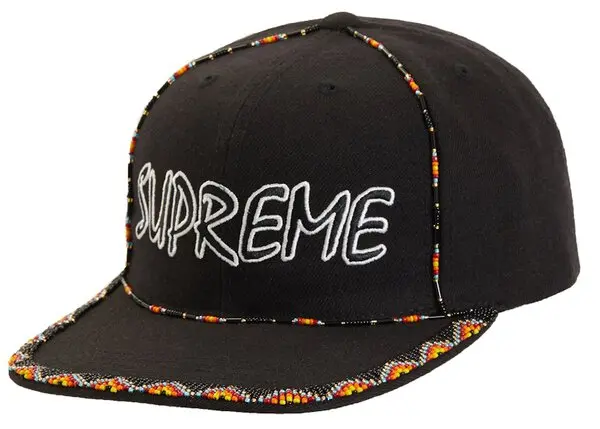 Supreme Beaded 6-panel Cap - Black