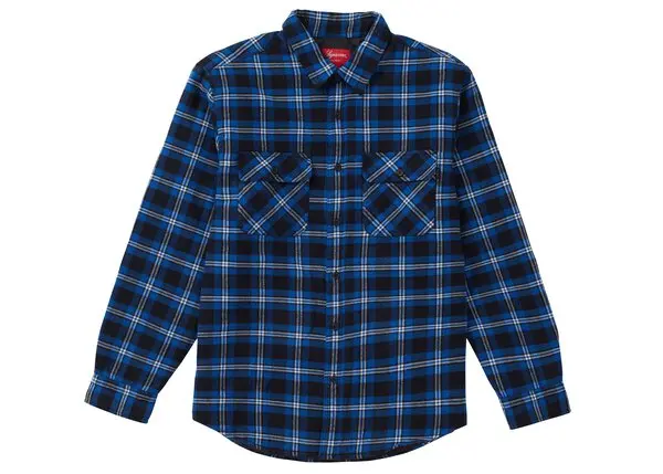 Supreme Arc Logo Quilted Flannel Shirt - Black