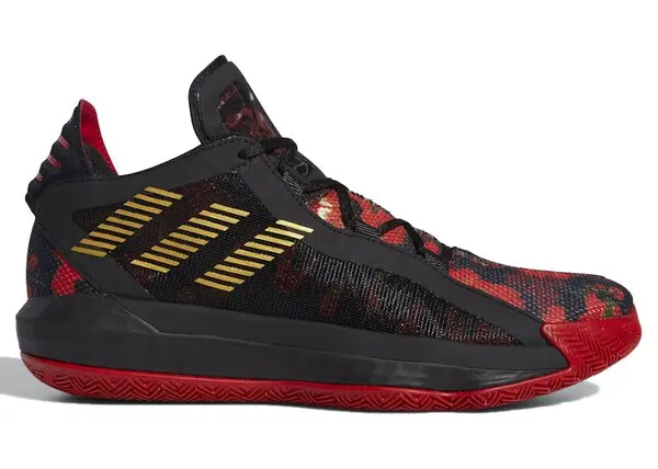 Adidas Dame 6 Forbidden City Sneakers - Core Black/gold Metallic/scarelet Red