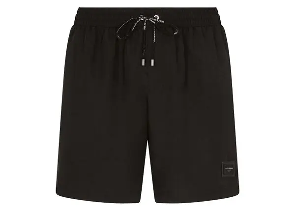 Dolce & Gabbana Mid-length Swim Trunks With Branded Plate