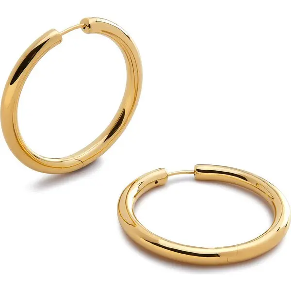 Monica Vinader Large Essential Tube Hoop Earrings - 18ct Gold Vermeil