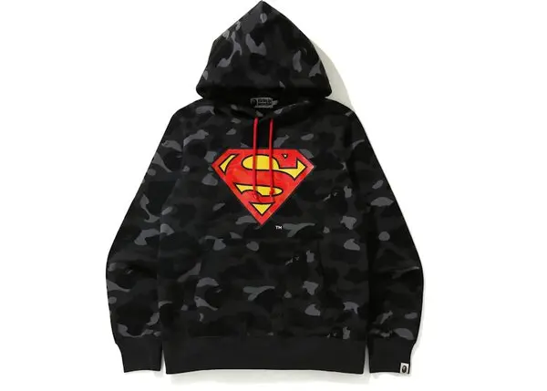 A BATHING APE X Dc Superman Camo Pullover Hoodie - Black
