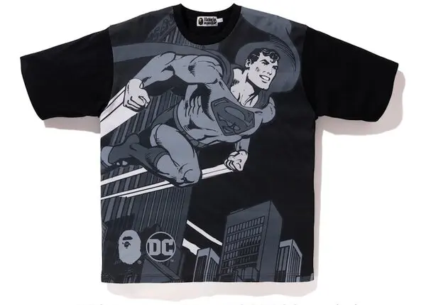 A BATHING APE X Dc Superman Relaxed Tee Shirt - Black