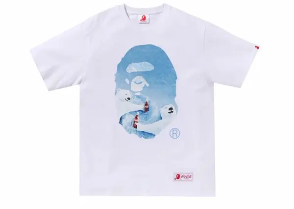 A BATHING APE X Cocacola Photo Ape Head Tee Shirt - White