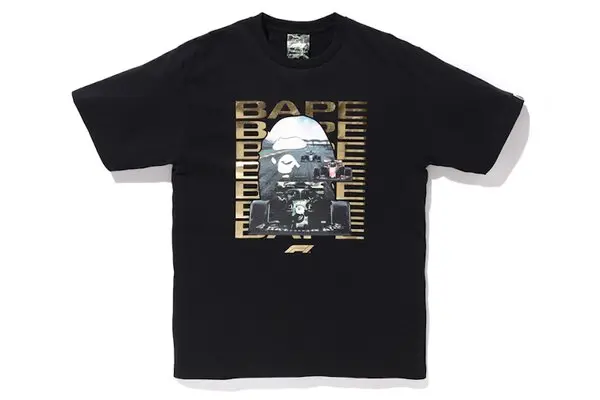 A BATHING APE X F1 Photo Ape Head Tee Shirt - Black