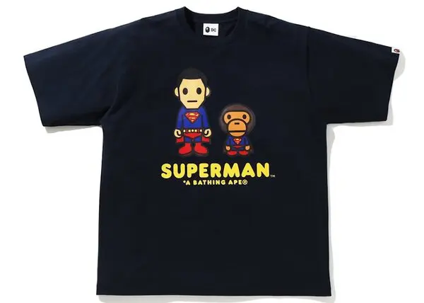 A BATHING APE X Dc Baby Milo Superman Relaxed Fit Tee Shirt - Navy Blue