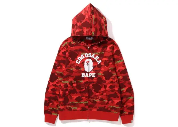 A BATHING APE X Comme Des Garcons Osaka Full Zip Hoodie - Red