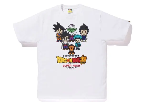 A BATHING APE X Dragon Ball Super Goku & Gohan & Pan & Piccolo &vegeta Baby Milo Japan Exclusive Tee Shirt - White