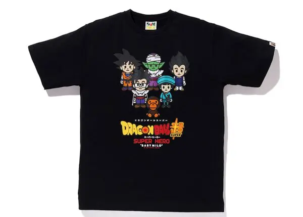 A BATHING APE X Dragon Ball Super Goku & Gohan & Pan & Piccolo &vegeta Baby Milo Japan Exclusive Tee Shirt - Black