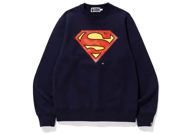 A BATHING APE X Dc Superman Crewneck Sweatshirt - Navy Blue