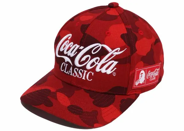 A BATHING APE X Cocacola Camo Snap Back Cap - Red