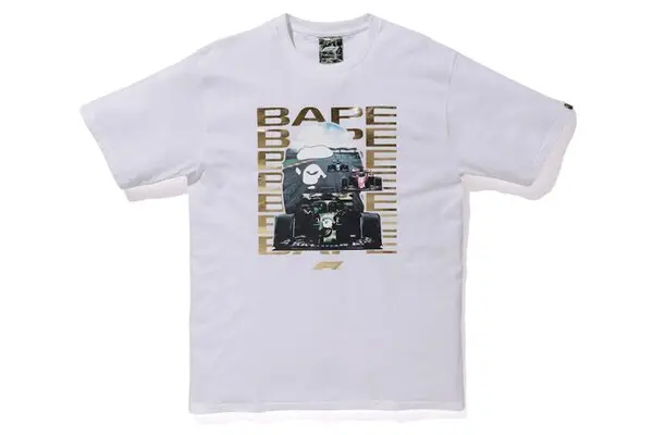 A BATHING APE X F1 Photo Ape Head Tee Shirt - White
