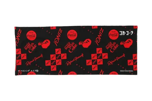 A BATHING APE X Coca Cola Japanese Hand Towel - Black