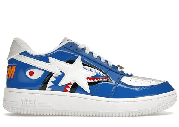 A BATHING APE Sta Low Block Sharkin Sneakers - Blue/white
