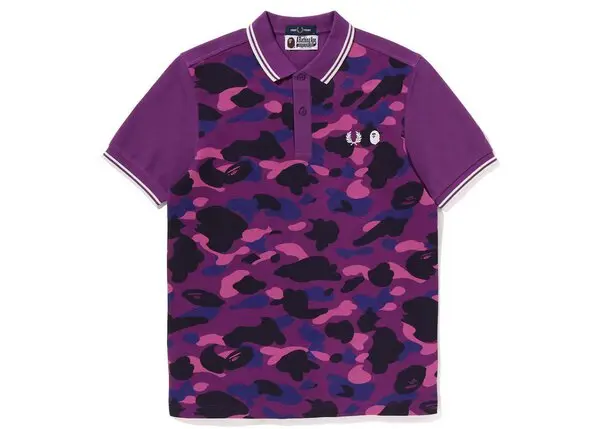 A BATHING APE X Fred Perry Camo Polo Shirt - Purple