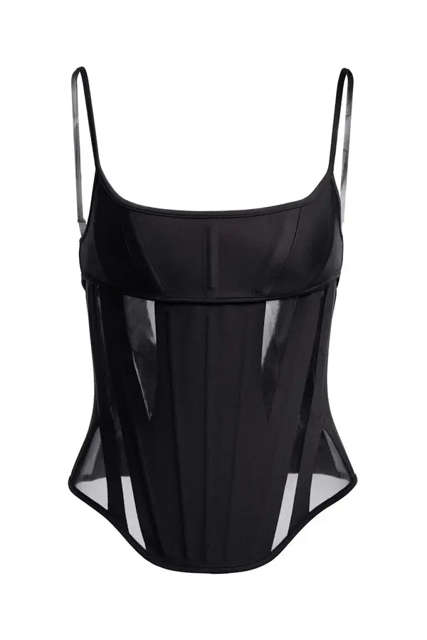 MUGLER H&m Mesh Paneled Corset Top