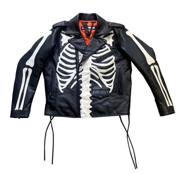 NEIGHBORHOOD X Vlone Skeleton Leather Biker Jacket