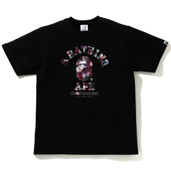 A BATHING APE X Ghostbusters Camo College Tee Shirt - Black