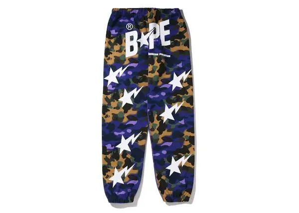 A BATHING APE X Heron Preston Mix 1st Camo Sweatpants - Purple