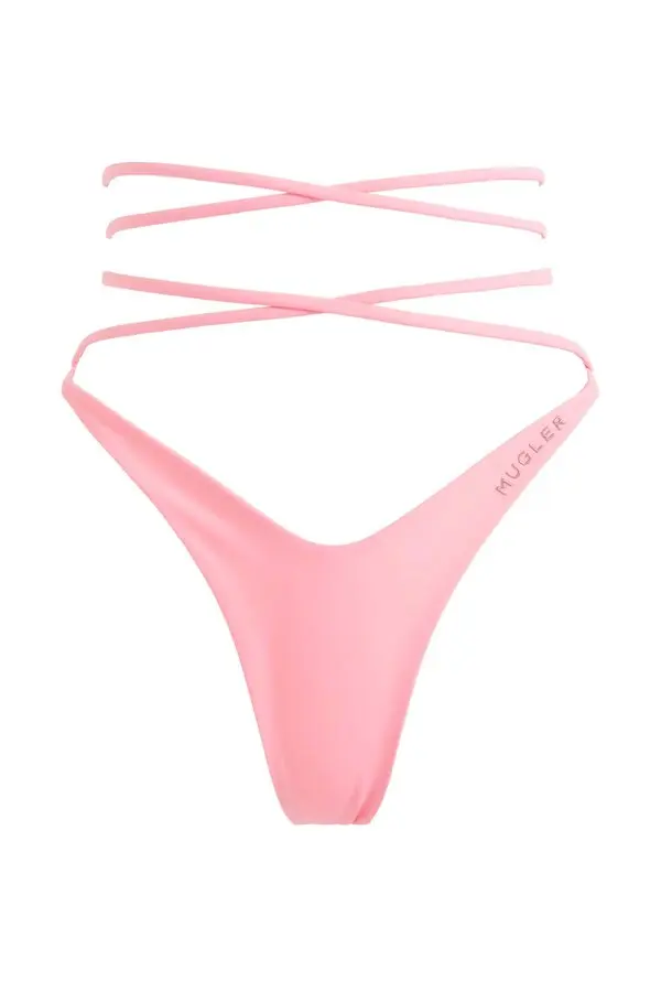 MUGLER Tie Bikini Bottoms - Pink