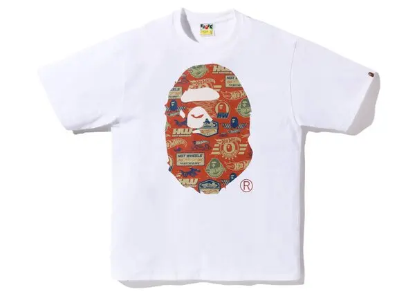 A BATHING APE X Hot Wheels Ape Head Tee Shirt - White