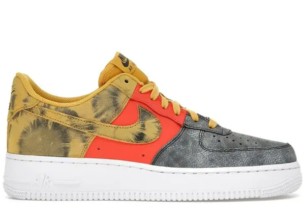 Nike Air Force 1 Low Tie Dye Dark Sulphur Sneakers - Dark Sulfur/team Orange