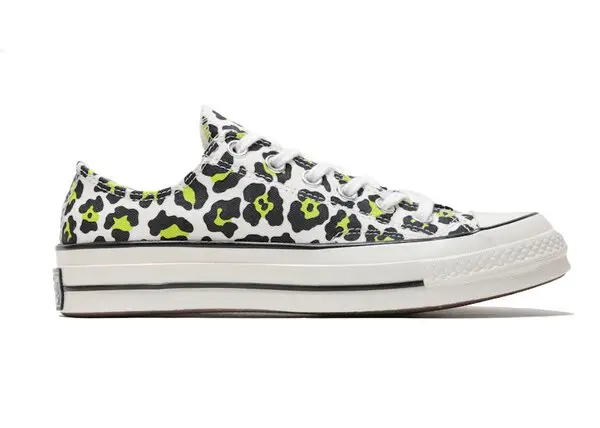 CONVERSE Chuck Taylor All Star 70 Ox Leopard Sneakers - Egret/black/bold Lime