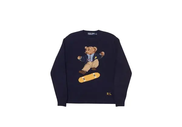 PALACE Ralph Lauren Skate Polo Shirt Bear Sweater - Aviator Navy Blue