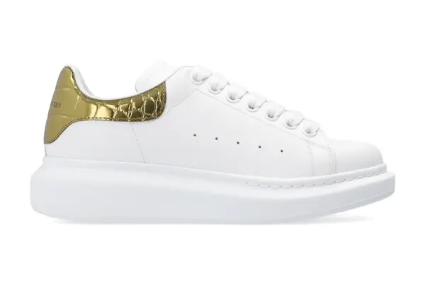 Alexander McQueen Oversized Crocodile Sneakers - White/gold
