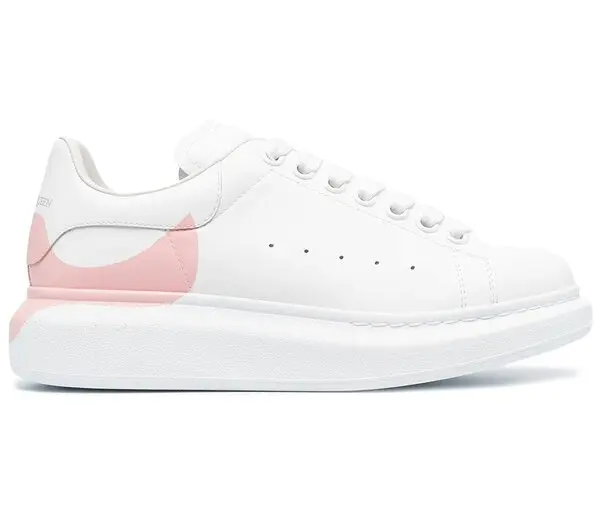 Alexander McQueen Oversized Drop Heel Counter Print Sneakers - White/rose
