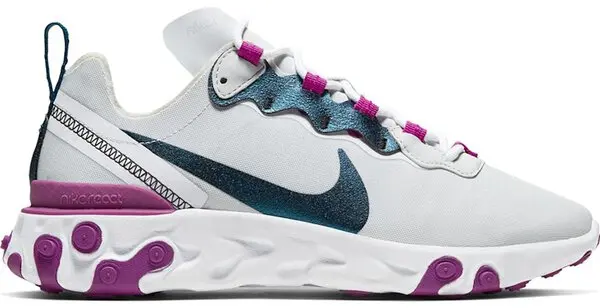 Nike React Element 55 Sneakers - Photon Dust/vivid Purple/white