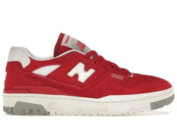 NEW BALANCE 550 Suede Sneakers - Team Red/white/concrete